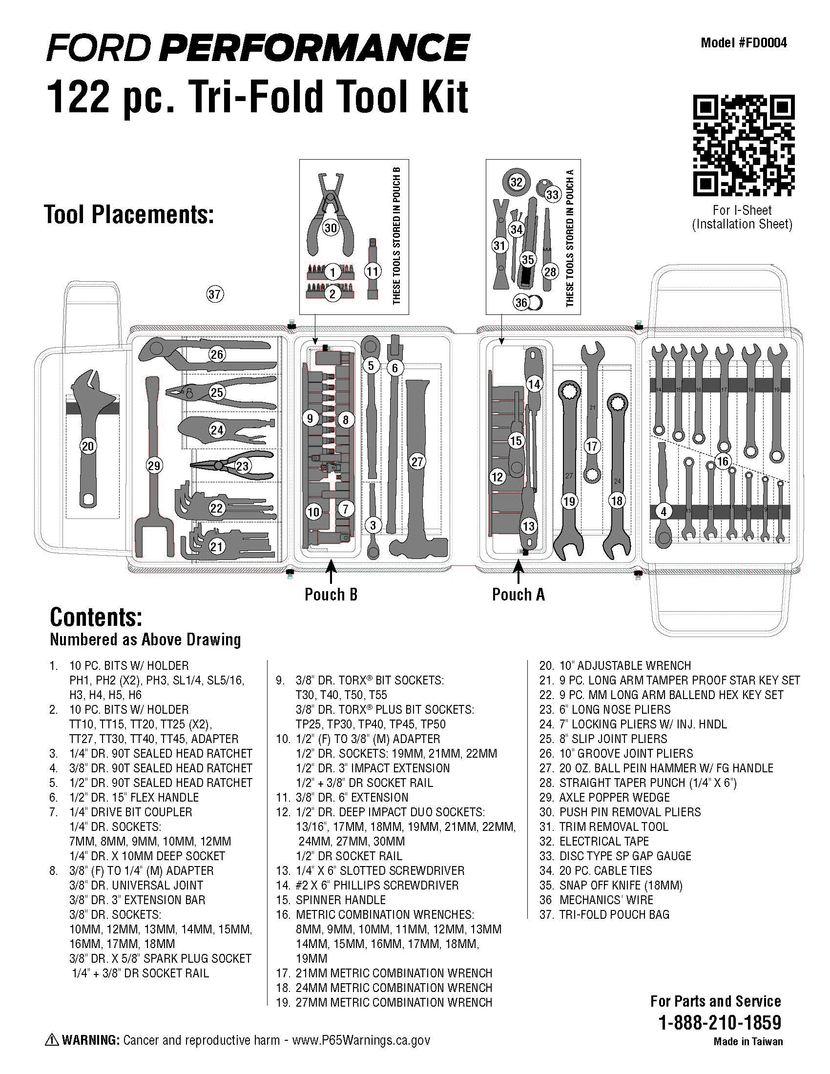 122pc Ford Performance Tri-Fold Tool Kit – motleyindustries