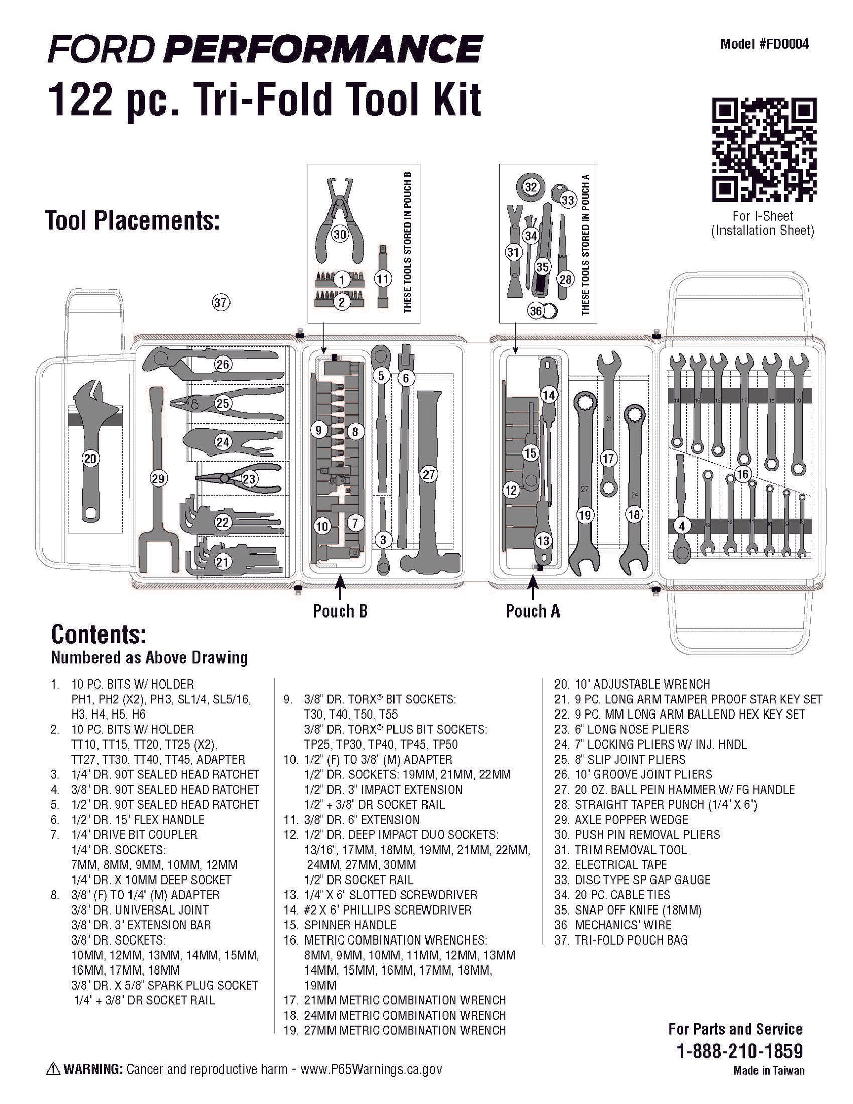 122pc Ford Performance Tri-Fold Tool Kit – motleyindustries