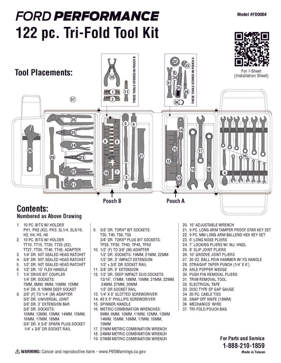122pc Ford Performance Tri-Fold Tool Kit – motleyindustries
